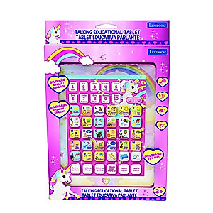 Lexibook Unicorn Educational Bilingual Interactive Learning Tablet, Toy to Learn Alphabet Letters Numbers Words Spelling and Music, English / Spanish Languages, Pink, JCPAD002UNIi2