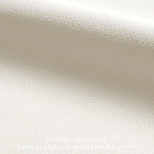 Duhome Rolling Desk Chair for Women Girls, Elegant Vanity Chair with Wheels Button Tufted Home Office Chair for Bedroom Living Room Office White PU Leather