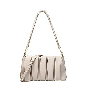 GRPKSSIB Women's Shoulder Purse PU Leather Clutch Ruched Handbag Dumpling Underarm Bag Crossbody Bag