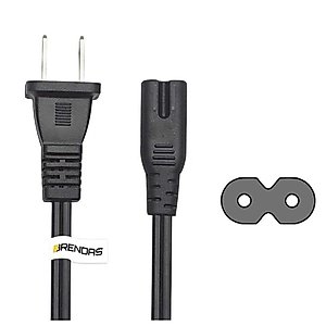{UL Listed} BRENDAZ Power Cord Compatible with Monster Wireless Speaker, Game Day Wireless Speaker, Marshall Stanmore Speaker, Universal 2 Prong 2 Slot Power Cable (6-FEET)