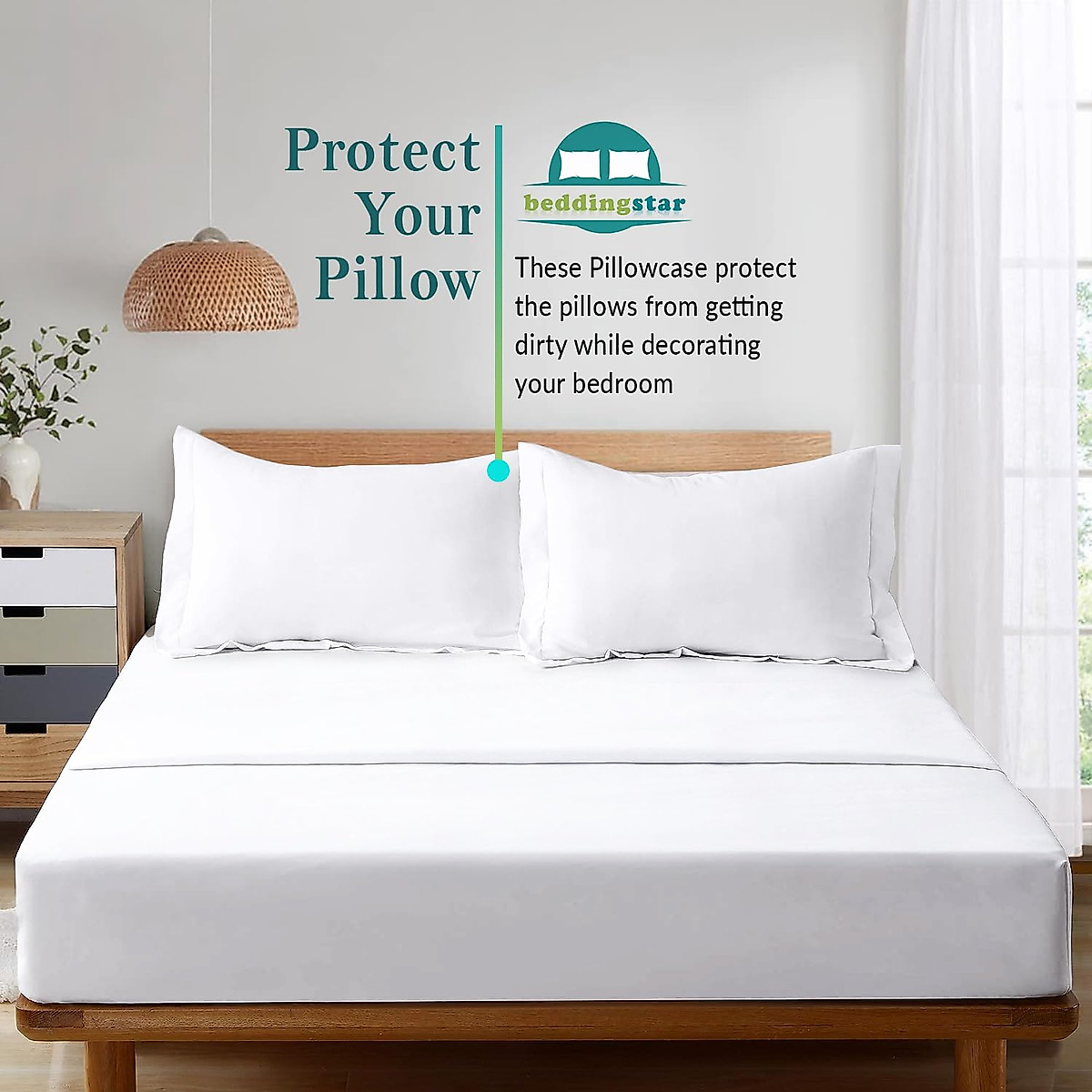 Queen Pillow Shams Set Of 2 PC 100% Egyptian Cotton White Pillow Shams Queen Size 20x30 Pillow Cases 600 Thread Count Soft Skin Friendly Cushion Cover Decorative Queen Size Bed Pillow Covers Set