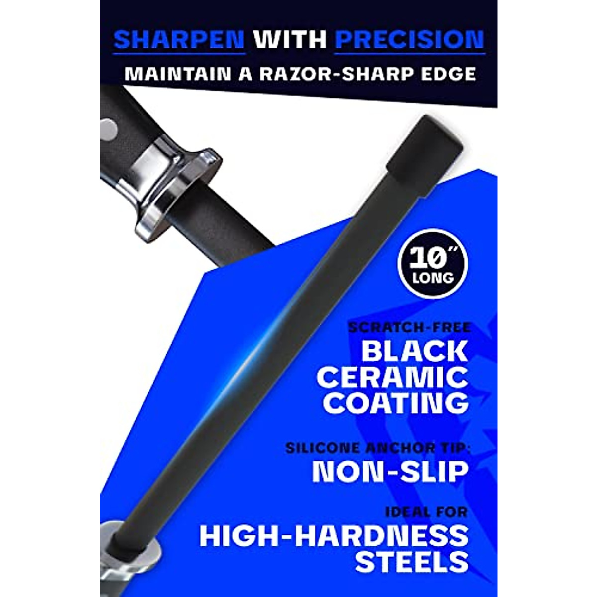 Dalstrong Honing Rod - 10" - G10 Handle - Stainless Steel Core - Scratch-Free Ceramic Coating