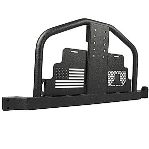 cciyu Rront Bumper and Rear Bumper Compatible for Jeep 2007-2018, Wrangler JK with D-ring with and Tire Carrier