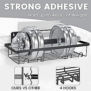 EARTHALL Shower Caddy 2 Pack, Bathroom Shower Organizer Hanging, Black Shower Caddy Suction Cup, Floating Shower Shelf for Inside Shower, Shower Storage Holder for RV/Bathroom