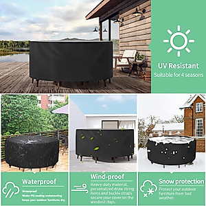 Outdoor Furniture Covers Round - Black, 39x33inch, Waterproof UV Resistant, 420D Tear-Resistant Patio Furniture Covers, Apply to Patio Covers for Outdoor Furniture & Dining Table and Chairs Set