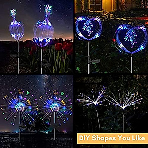 BQOQB 2Pack Solar Firework Lights Garden Lights 150 LED Solar Decorative Lights Waterproof Stake Landscape Lights with 2 Flashing Modes for Outdoor Patio Yard Lawn Pathway Landscape Decor…