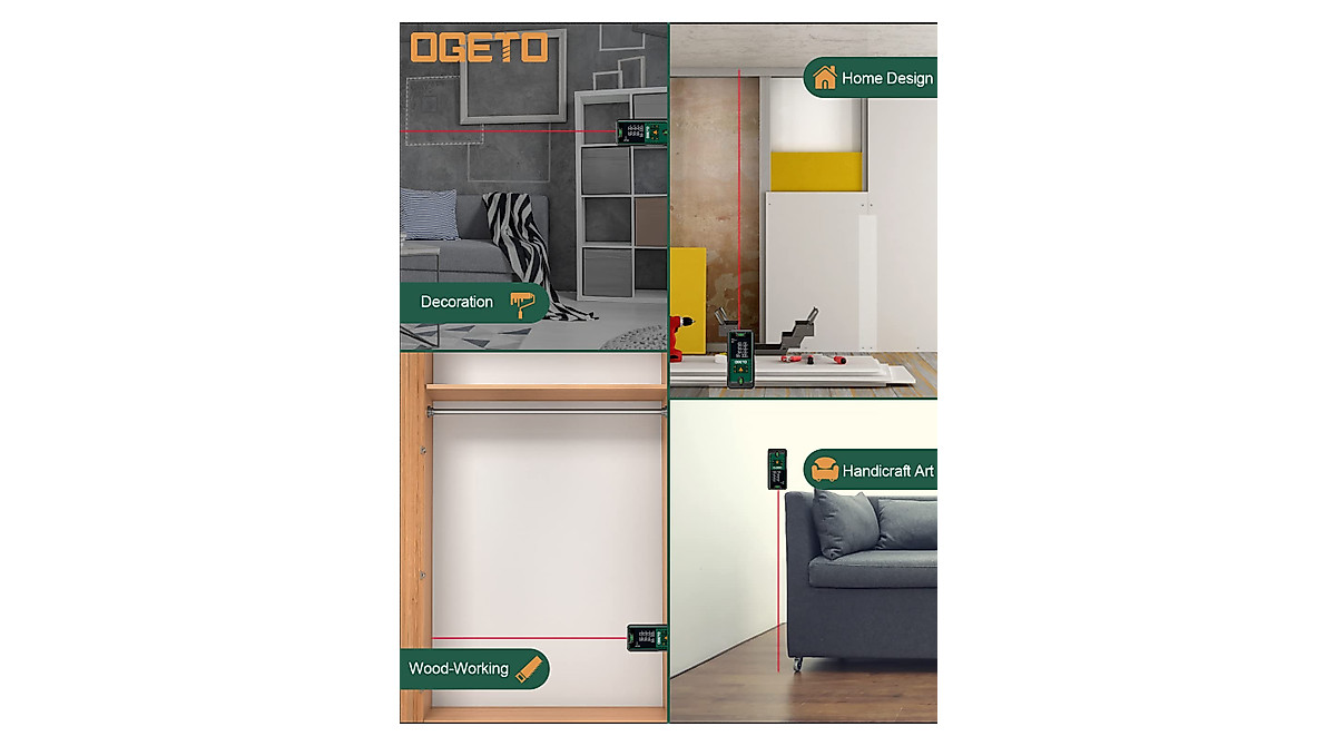 Ogeto 165ft Digital Laser Measure - Accurate & Compact