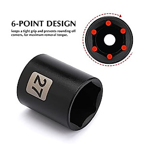 EMENTOL 14 PCS 1/2" Drive Standard Impact Socket Set, Metric, CR-V, 1/2-Inch Drive Shallow Impact Socket Set, 11mm - 32mm