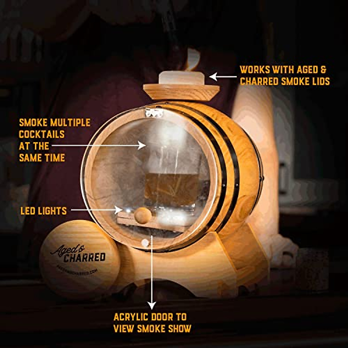 Save 10% on Aged and Charred Smoke Barrel Kit - Cocktail Smoker Kit & Wood Chips for Cocktail Smoker - Variety 4-Pack Bundle