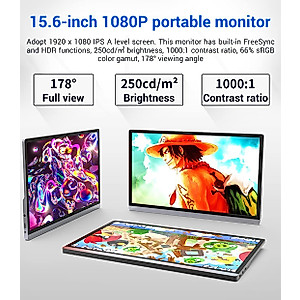 CINOTOP Portable Monitor for Laptop 15.6Inch 1080P - FHD 1920 x 1080,Small Monitor Screen Display,VESA Mount, Ultra-Slim, Lightweight, Sleek, USB 3.1 Powered, for PC, PS4, Switch,Console