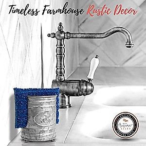 Autumn Alley Farmhouse Sponge Holder - Galvanized Kitchen Sponge Holder for Kitchen, Rustic Kitchen Accessories Farmhouse Style with SCRUB Label, Charm Country Kitchen Accessories Counter