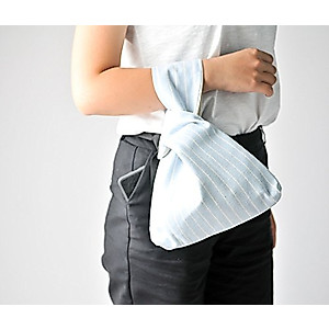 Chezi Women's Stripes Pattern Cotton Knot Bag Small Size Canvas Tote (light blue)