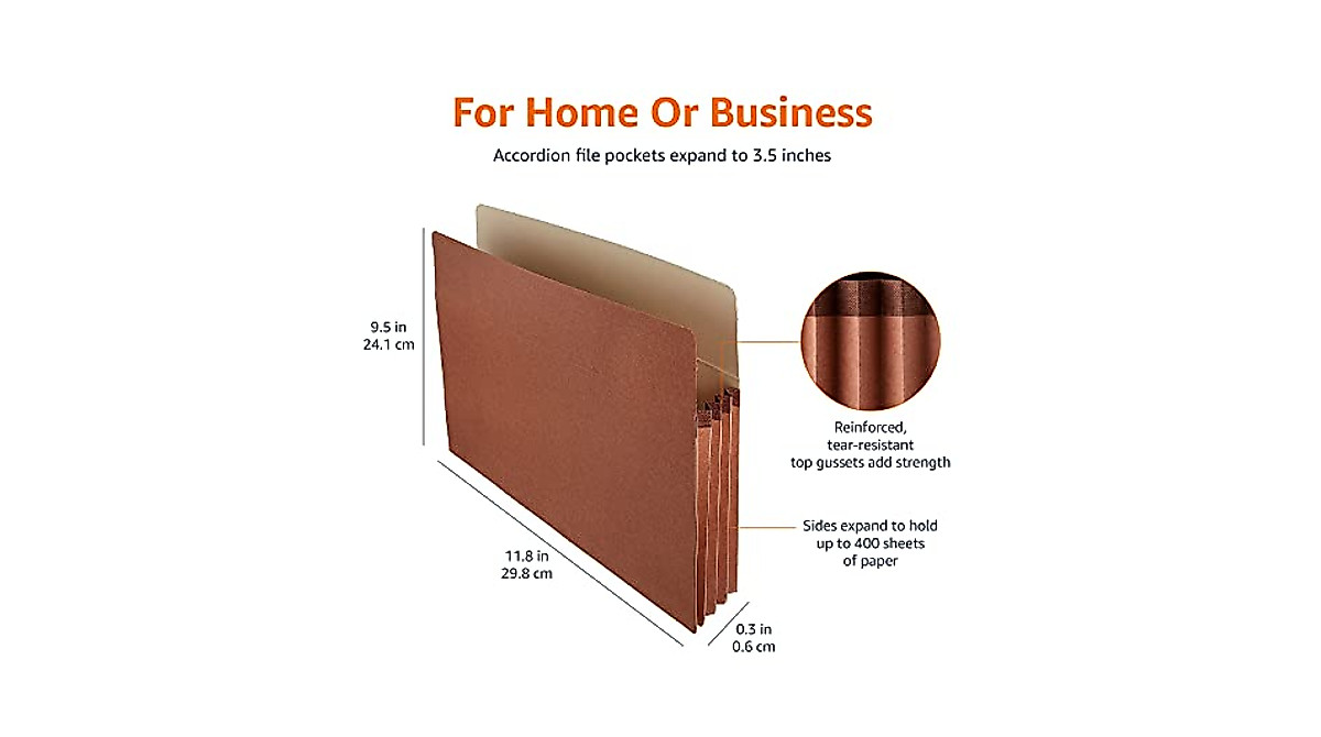 Amazon Basics Expanding File Folder Organizer 25 Pack - Durable & Eco ...