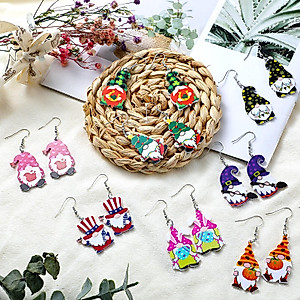 8 Pairs Gnome Earrings for Women Gnome Jewelry Gift Women's Drop and Dangle Earrings for Easter Mother's Day Summer Valentine's Day Christmas New Year(Vivid Style)