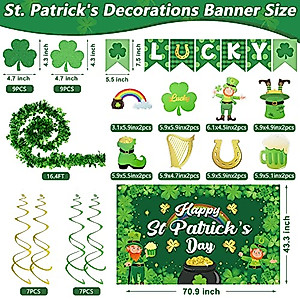 St Patricks Day Decorations, St Patricks Day Banner Decor, Large Saint Patricks Day Shamrock Photography Backdrop, 16.4FT St Patricks Day Garland, Hanging Swirls Irish Ornament for Garden Party Patio