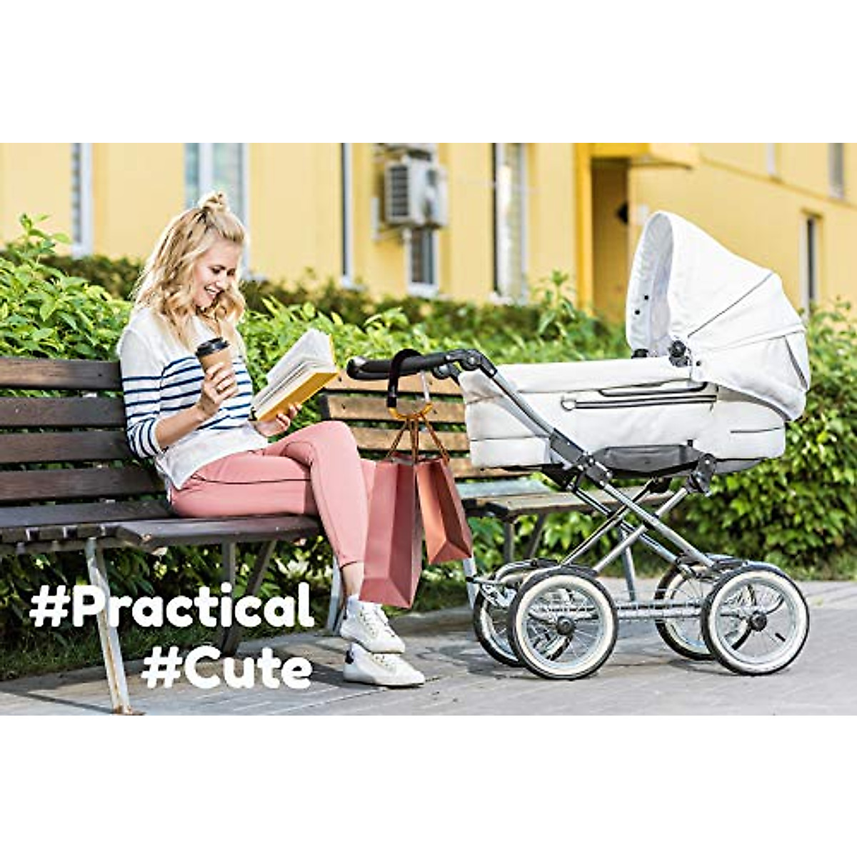 Toolik X-Large Baby Stroller Organizer Hook Clip for Hanging Diaper Bags (Gold)