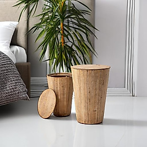 Aoikax Farmhouse Nesting Barrel Side Table, Rustic Space Saving Storage End Table Set Fully Assembled, Natural Distressed Finish