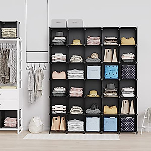 HOMIDEC Cube Storage Organizer 16-Cube Storage Shelf, Closet Organizer for Garment Racks, Closet Organizers and Storage with Metal Hammer, Bookshelf for Kids, (48.4 L x 12.2 W x 48.4 H Inches),Black