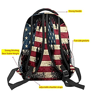 KIOPLYET American Flag Eagle Backpack School Book Bag Laptop Backpacks Travel Hiking Camping Day Pack