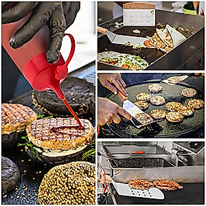 Leonyo Griddle Accessories Set of 16, Heavy Duty Stainless Steel Grill Griddle Metal Spatula for Cast Iron Flat Top Teppanyaki Hibachi Hamburger Cooking, Carry Bag, Chef Gift, Melting Dome, S Hook