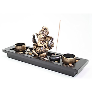 Elephant Ganesha Zen Garden Rocks Incense Burner Candle Holder Home Decor Gift