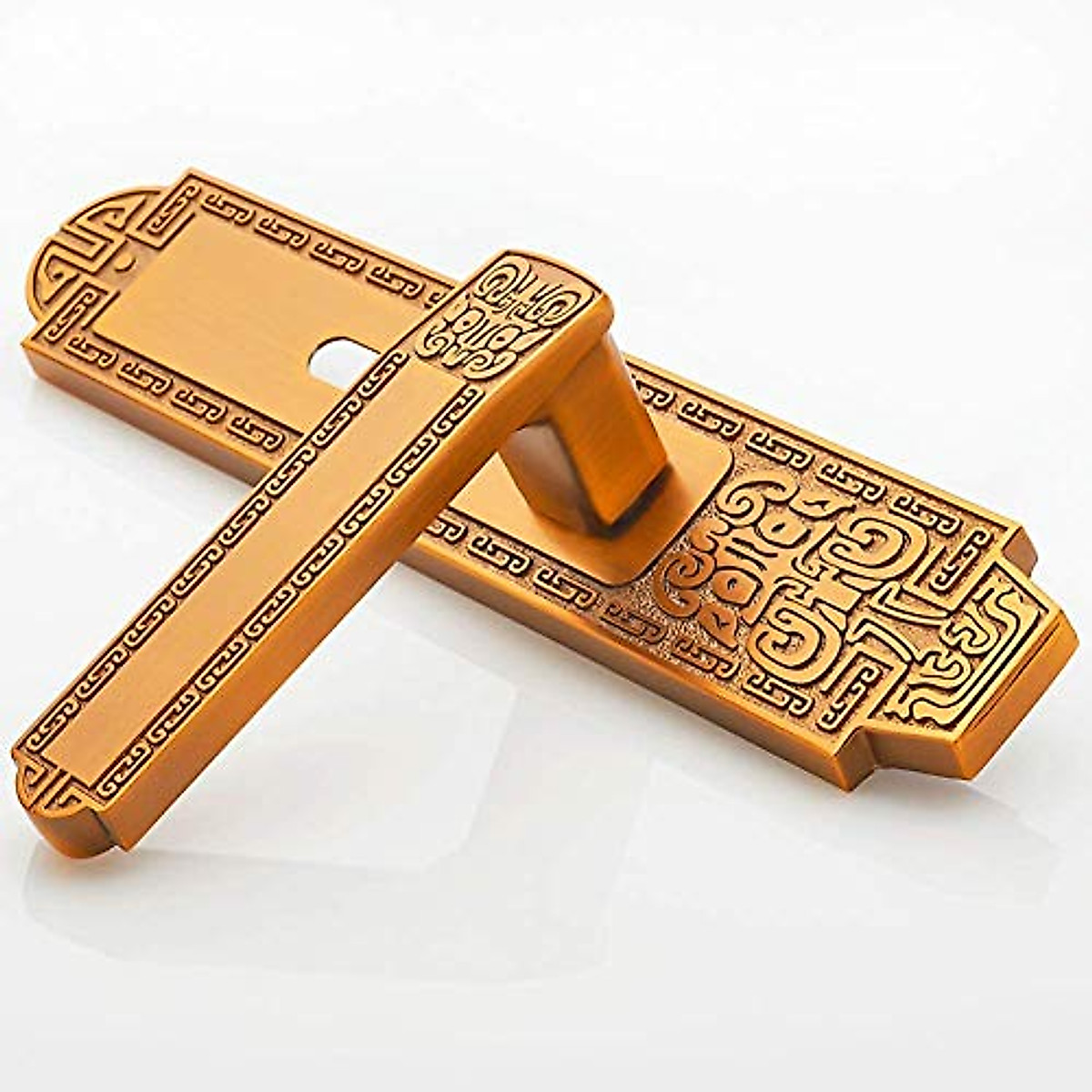 YUTR Entrance Lever Door Handle for Office or Front Door with a Satin Nickel Finish, Reversible for Right & Left Side, with a Door Bumper Wall Protector