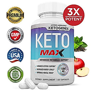 Ketogenix Max 1200mg Keto Pills Ketogenic Supplement Includes goBHB Exogenous Ketones Apple Cider Vinegar Macadamia Nut Oil and Green Tea Advanced Ketosis Support for Men Women 300 Capsules 5 Bottles