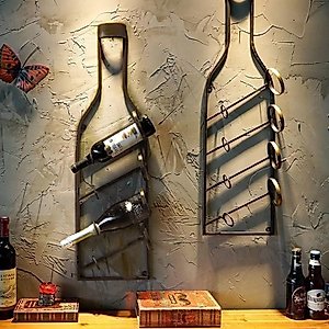 GNJINX Wall-Mounted Wine Bottle Rack, Freestanding Wine Racks,for 4 Bottles Wall Mounted Wine Storage Holder