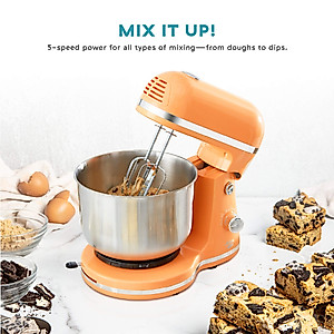 DASH Delish by DASH Compact Stand Mixer, 3.5 Quart with Beaters & Dough Hooks Included - Orange