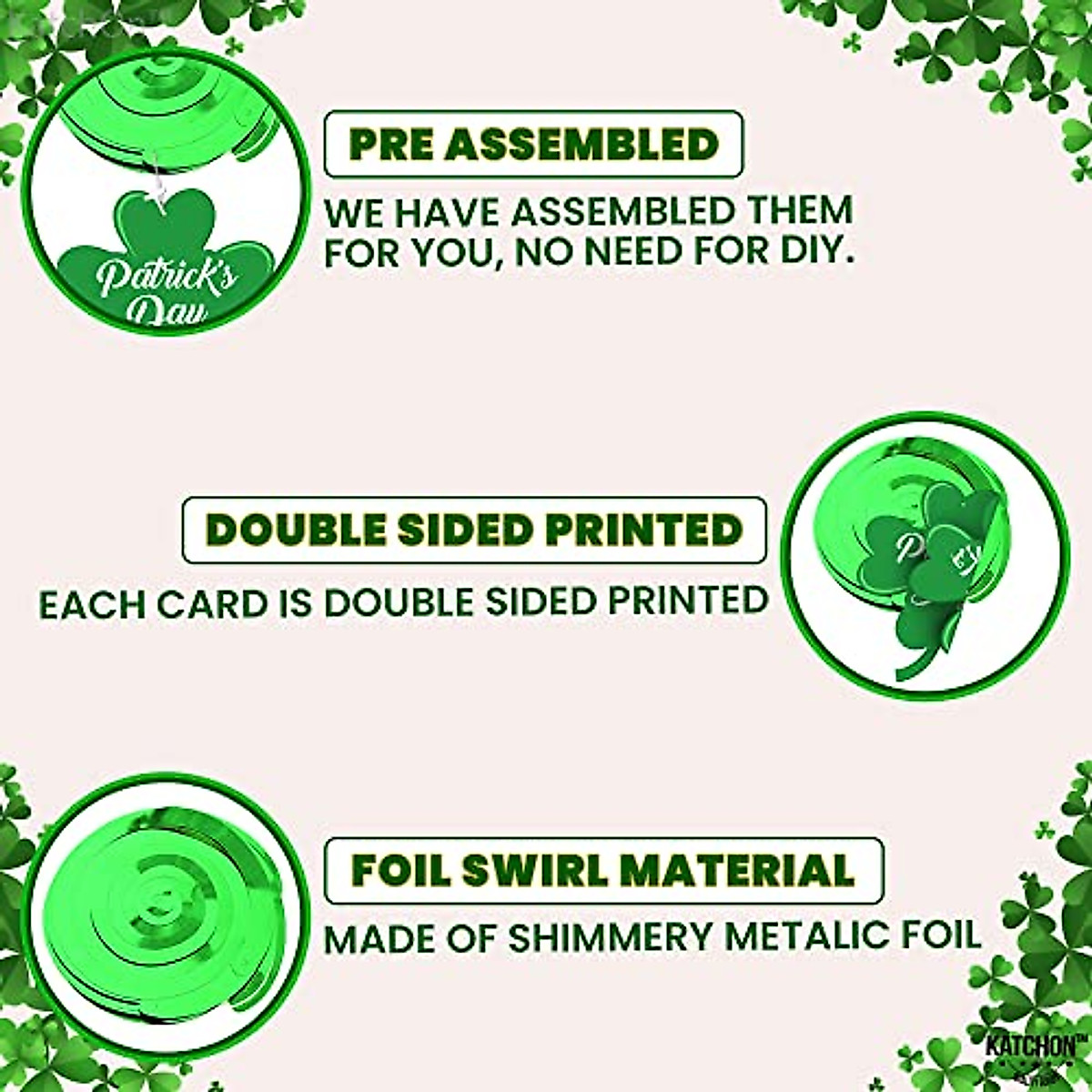 St Patricks Day Hanging Swirls Decorations - 30 Pieces, No DIY | Saint Patricks Day Hanging Decor | St Patricks Day Decorations Classroom, Shamrock Decorations, St Patricks Bulletin Board Decorations