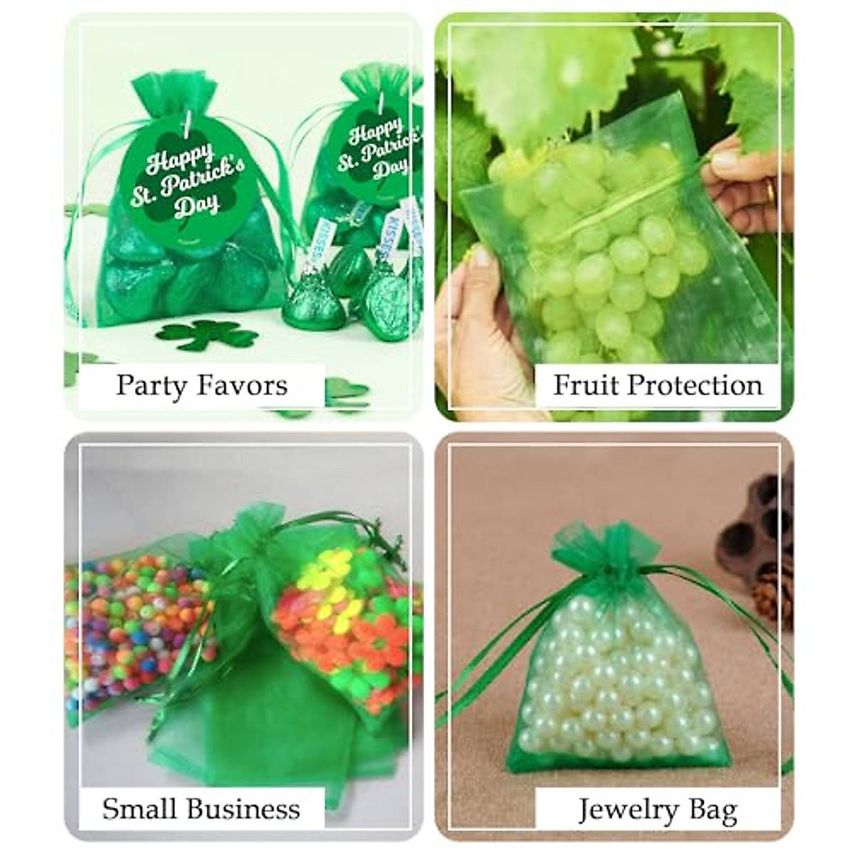 Luceinvita 100pcs Organza Bags 3x4 Inch Small Favor Bags Organza Drawstring Gift Bags Pouches for Wedding Candy Party Baby Shower (Green)
