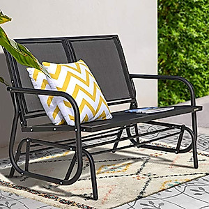 Nuu Garden 2 Seats Outdoor Glider Bench Patio Glider Swing Chair with Powder Coated Steel Frame and Breathable Seat Fabric Outdoor Loveseat, Black