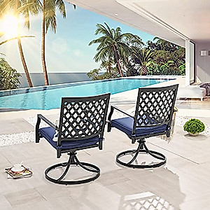 LOKATSE HOME Outdoor Patio Dinning Swivel Chairs Rocker Set of 2 Metal for Garden Backyard Furniture, 2, Blue