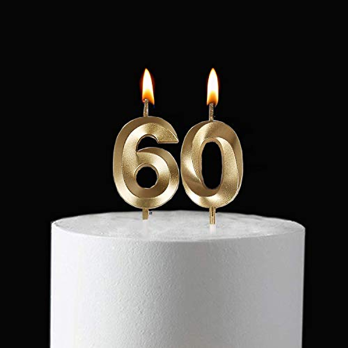 Bailym 60th Birthday Candles,Gold Number 60 Cake Topper for Birthday Decorations Party Decoration