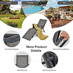 FKSDHDG Patio Folding Chair 2 Piece Outdoor Portable Recliner Gray