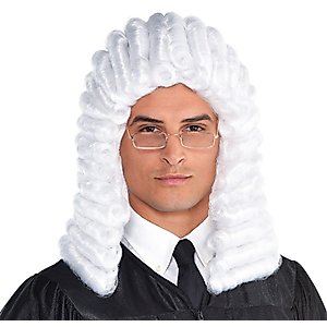 amscan White Synthetic Judge Wig (1 Pc.) - Perfect Fit, Easy to Wear & Lightweight - Perfect for Legal Professionals & Themed Events