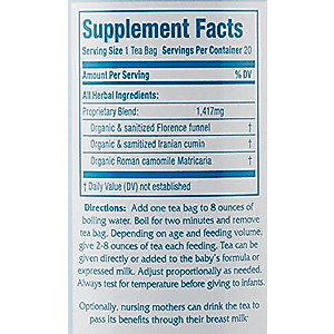 Secrets of Tea Baby Colic Babies' Magic Tea – Organic, Natural, Safe – Calming & Soothing Relief for Baby Acid Reflux, Gas, Colic – Your Baby Will Sleep Thru The Night Guaranteed–100 Count(5 Pack)