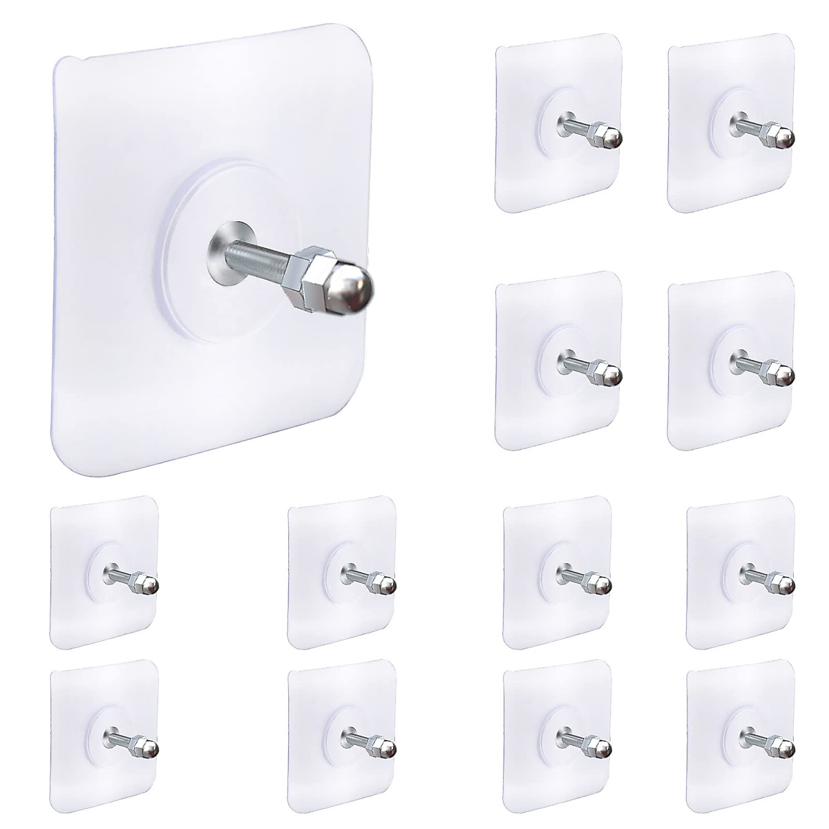 AIERSA 13 Pack Wall Hooks for Hanging,Screw Free Sticker for Mount Wall Shelf, 2 in 1 Reusable Adhesive Hooks Heavy Duty, Waterproof Rustproof and Oilproof for Kitchen, Bathroom, Home, Office(16mm)