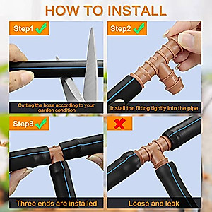 iMopo 21-Pack Drip Irrigation Universal Barbed Tee Fitting, Barbed Connectors for 1/2" Drip Tubing