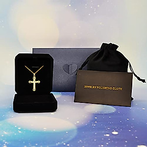 SE7EN Cross Necklace for Women - 14K Gold Plated Dainty Necklace Cross Pendant with Diamonds, Vintage Gold Necklaces for Women & Men Trendy Gift