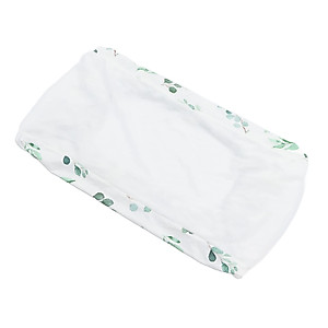 Changing Table, Easycare Soft Cotton, Beautifully Printed Changing Table Cover (Green Leaves, White Plush)