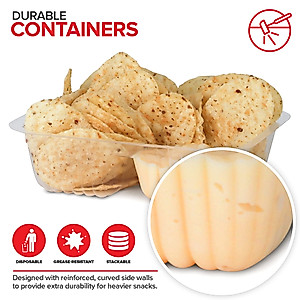 12oz Plastic Nacho Trays (25 Pack) Small Disposable Tray for Nachos & Cheese Dip, Concession Stand Supplies, Movie Night Snacks for Kids, Carnival Party Decorations, Food Boats, Snack Containers…