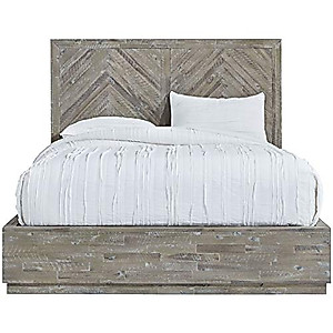 BOWERY HILL Modern Mahogany Solid Wood King Panel Platform Bed