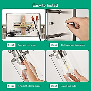 EDISHINE Bathroom Light Fixtures, 2 Light Bathroom Vanity Light Fixtures Brushed Nickel, Modern Wall Sconces for Bathroom, Vanity Table, Powder Room, Bedroom, Kitchen (E26 Base), ETL Listed