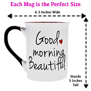 Couples Mug Set of 2 Coffee Cups, Good Morning Beautiful, Handsome' 16oz Coffee Mugs, Ideal Couples Gift Ideas, Birthday Gifts for Women, Boyfriend Gifts, Gift for Girlfriend