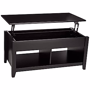 Amazon Basics Lift-Top Storage Rectangular Coffee Table, Black, 40 in x 18 in x 19 in