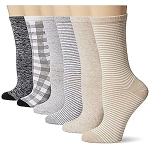 Amazon Essentials Women's Casual Crew Socks, 6 Pairs, Buffalo Check, 8-12