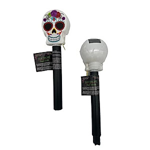 KS Halloween Solar Powered Stake Light Day of The Dead Sugar Skull Decorative Spooky LED Garden Lights Outdoor Waterproof for Patio Lawn Yard Pathway Fall Autumn Party Decor Set of 6 w/KS Bonus