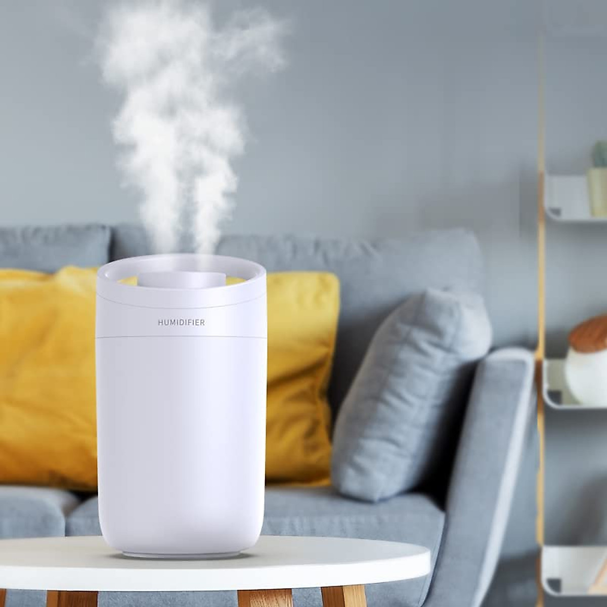 Air Humidifier, Top Filling Cool Mist Humidifier 3L Big Capacity Water Tank for Baby Bedroom Office Home 10 Hour Auto Shut-Off (3L-White)