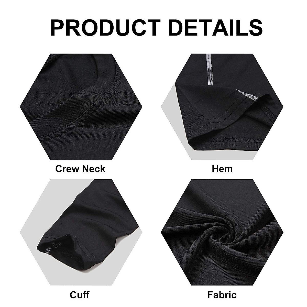 Sanke, 3 Pack Mens Compression Shirt Long Sleeve UV Protection Cooling Dry Fit Shirts Workout Baseball Undershirt, 3 Pack: White, Large